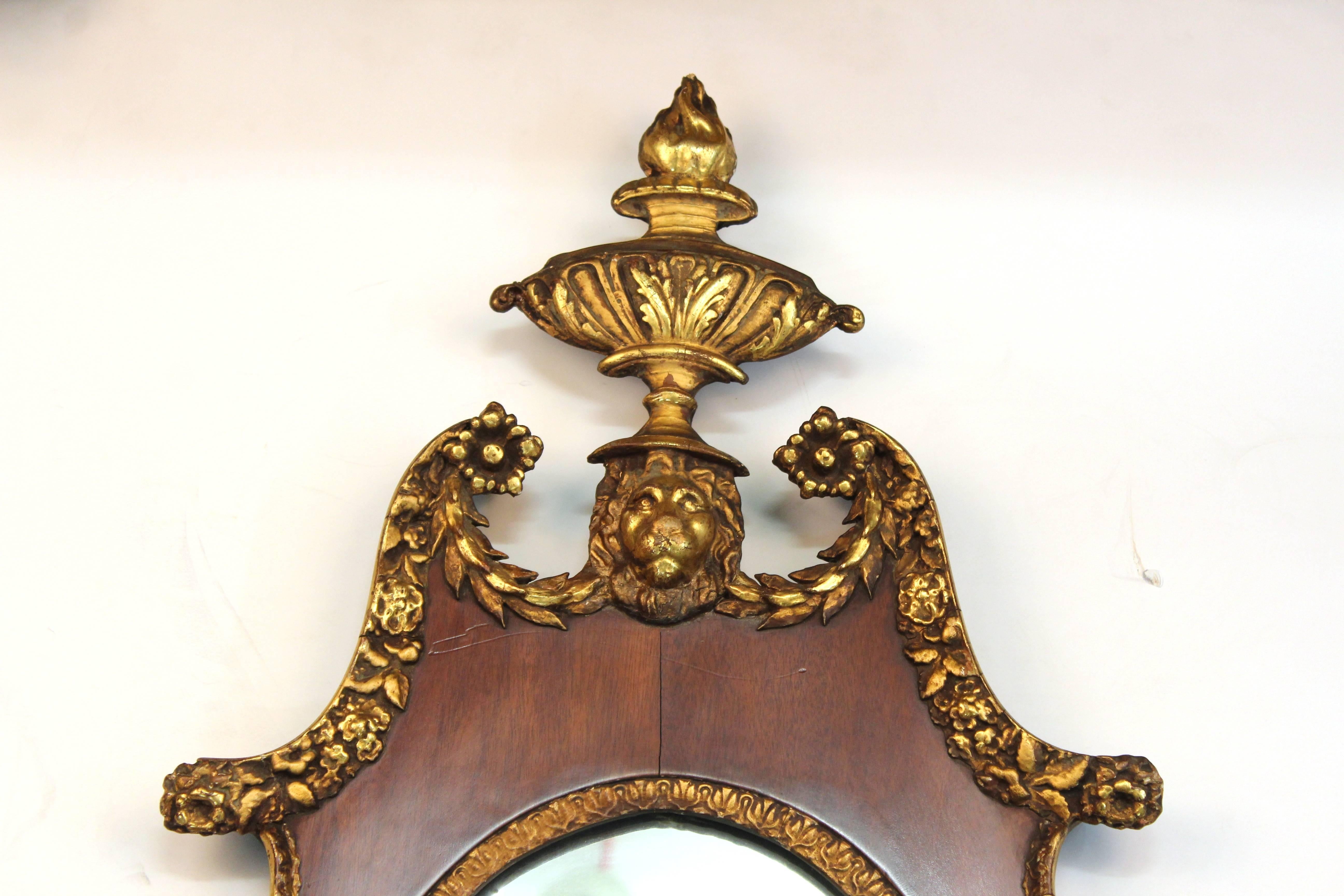 Federal Style Oval Wall Mirror with Lion Motif at 1stDibs