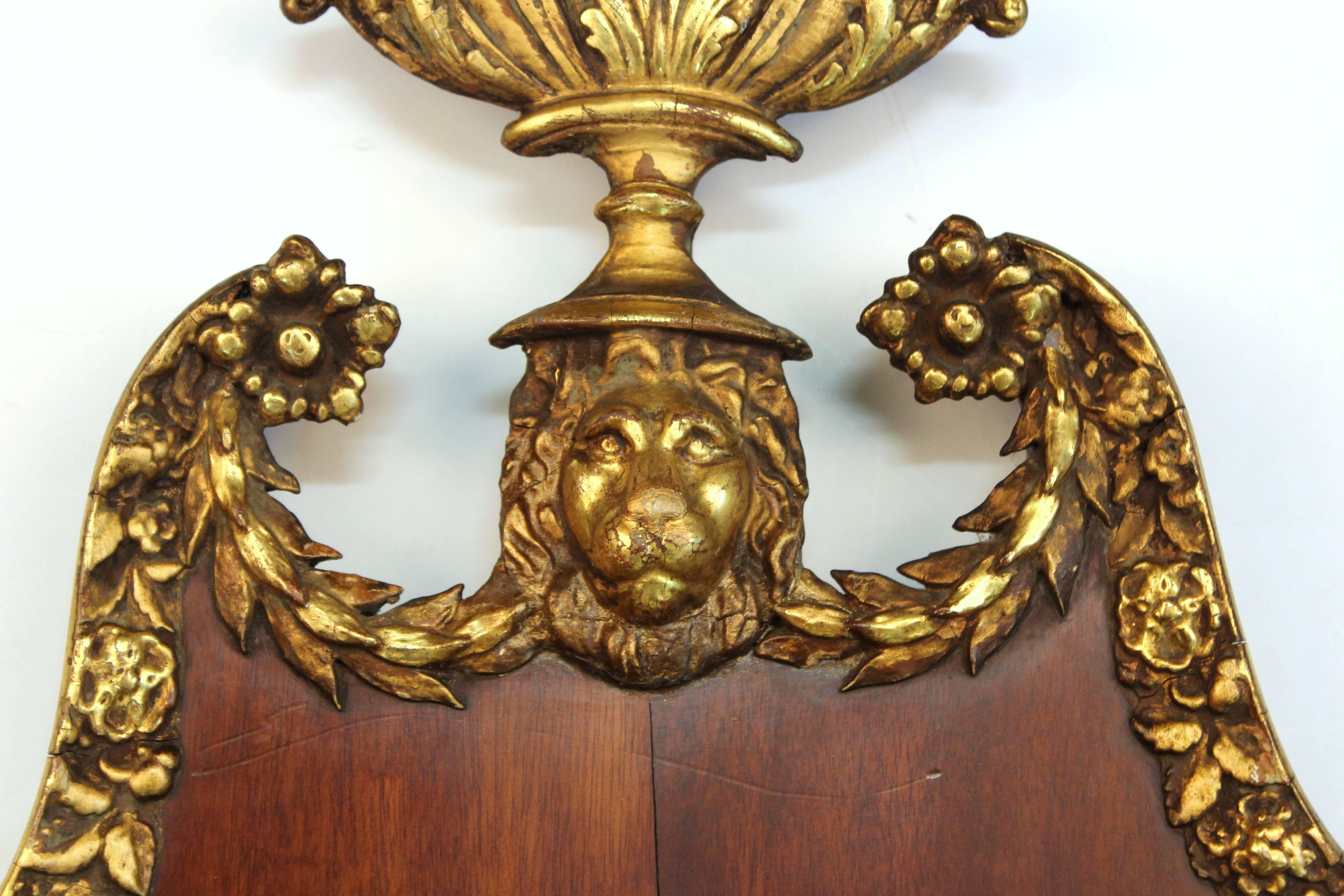 Federal Style Oval Wall Mirror with Lion Motif at 1stDibs