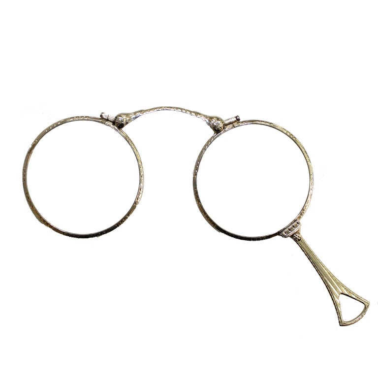 Art Deco Folding Lorgnette in White Gold at 1stDibs