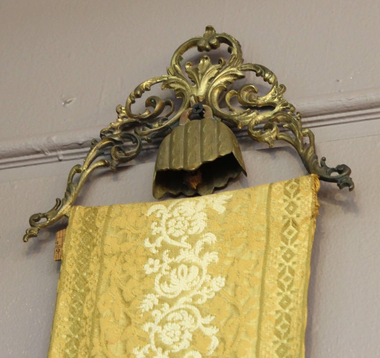 Brass Bell Pull with Yellow Floral Fabric at 1stDibs