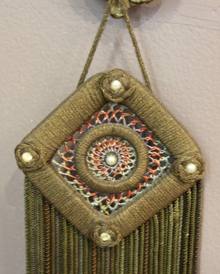 Brass Bell Pull with Yellow Floral Fabric at 1stDibs