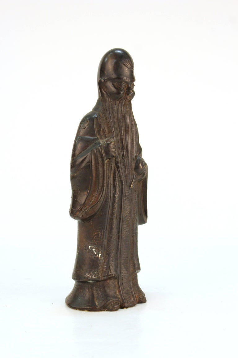 Chinese Shou Longevity God in Bronzed Brass at 1stDibs