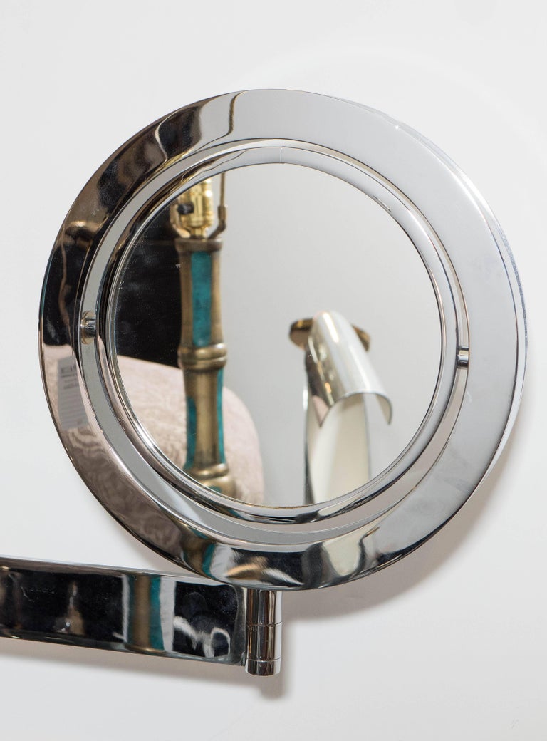 Adjustable Wall-Mounted 'Saturn Mirror' in Chrome For Sale at 1stDibs
