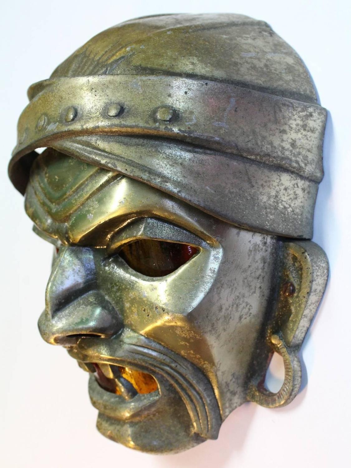 Pair of 1930s Wall Sconces as Grotesque Masks in Cast Metal For Sale at ...