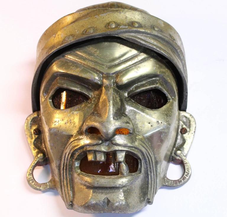 Pair of 1930s Wall Sconces as Grotesque Masks in Cast Metal For Sale at ...