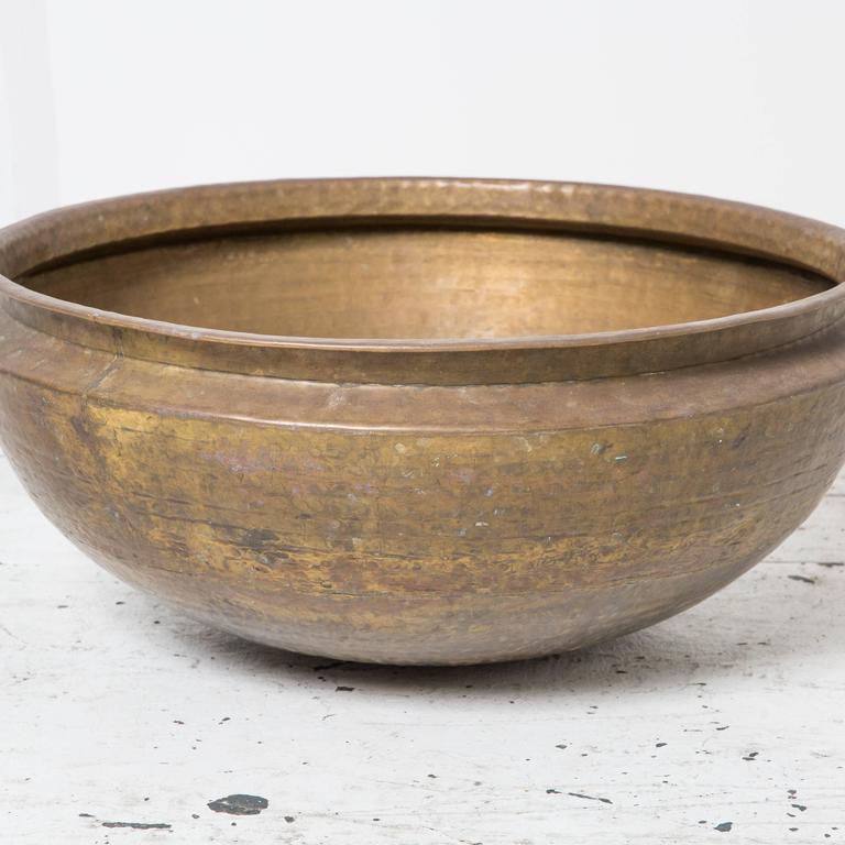 Large Solid Brass Indian Cooking Pot For Sale at 1stDibs