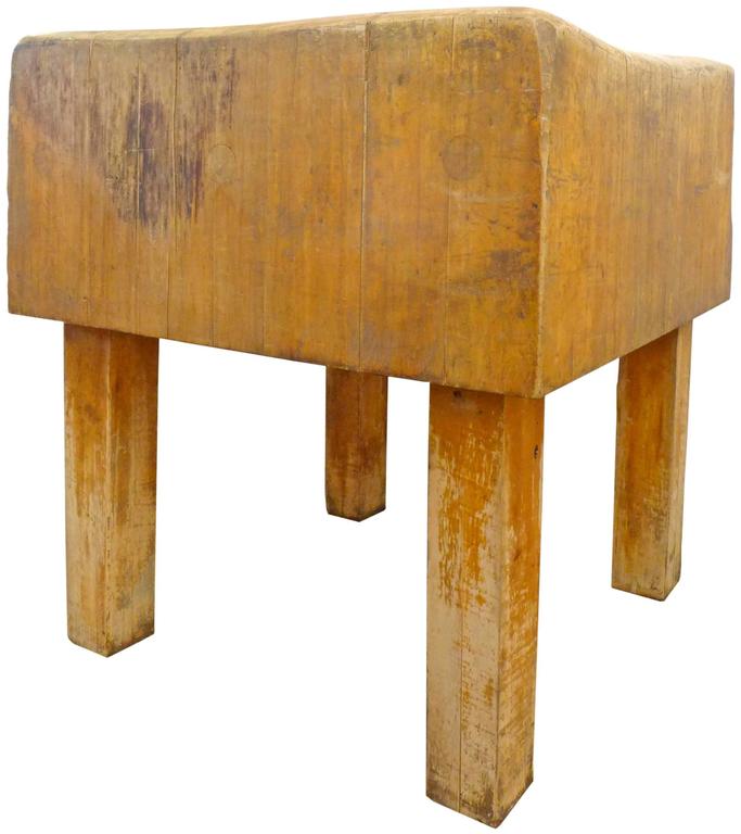 Wood Butcher Block Table at 1stDibs
