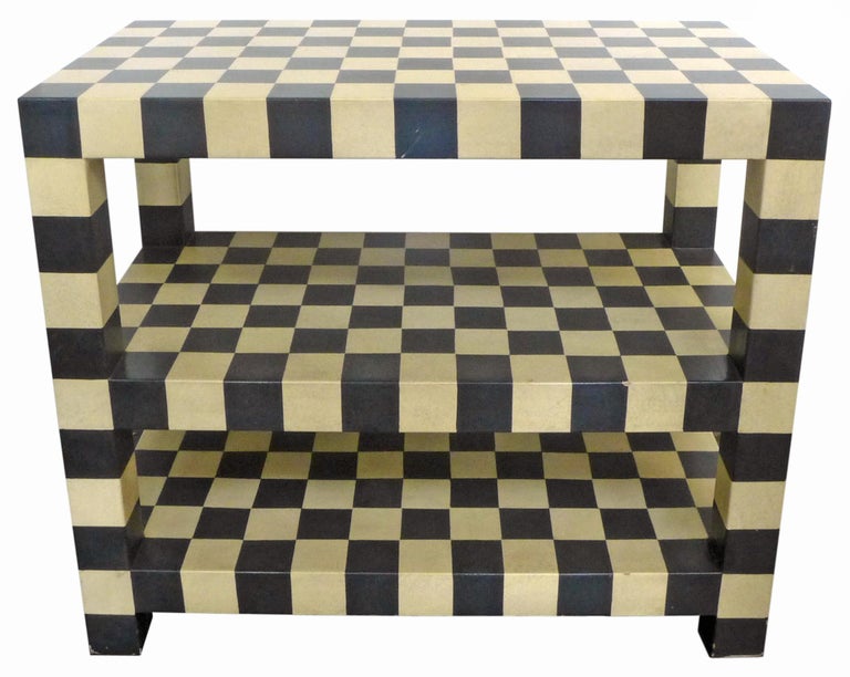 Two-Tiered Checkerboard Lacquered Table For Sale at 1stDibs
