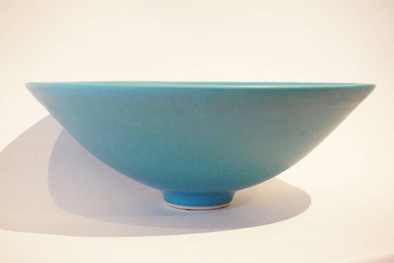 Contemporary Turquoise Ceramic Bowl by Warner Walcott For Sale at 1stDibs