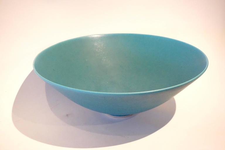 Contemporary Turquoise Ceramic Bowl by Warner Walcott For Sale at 1stDibs