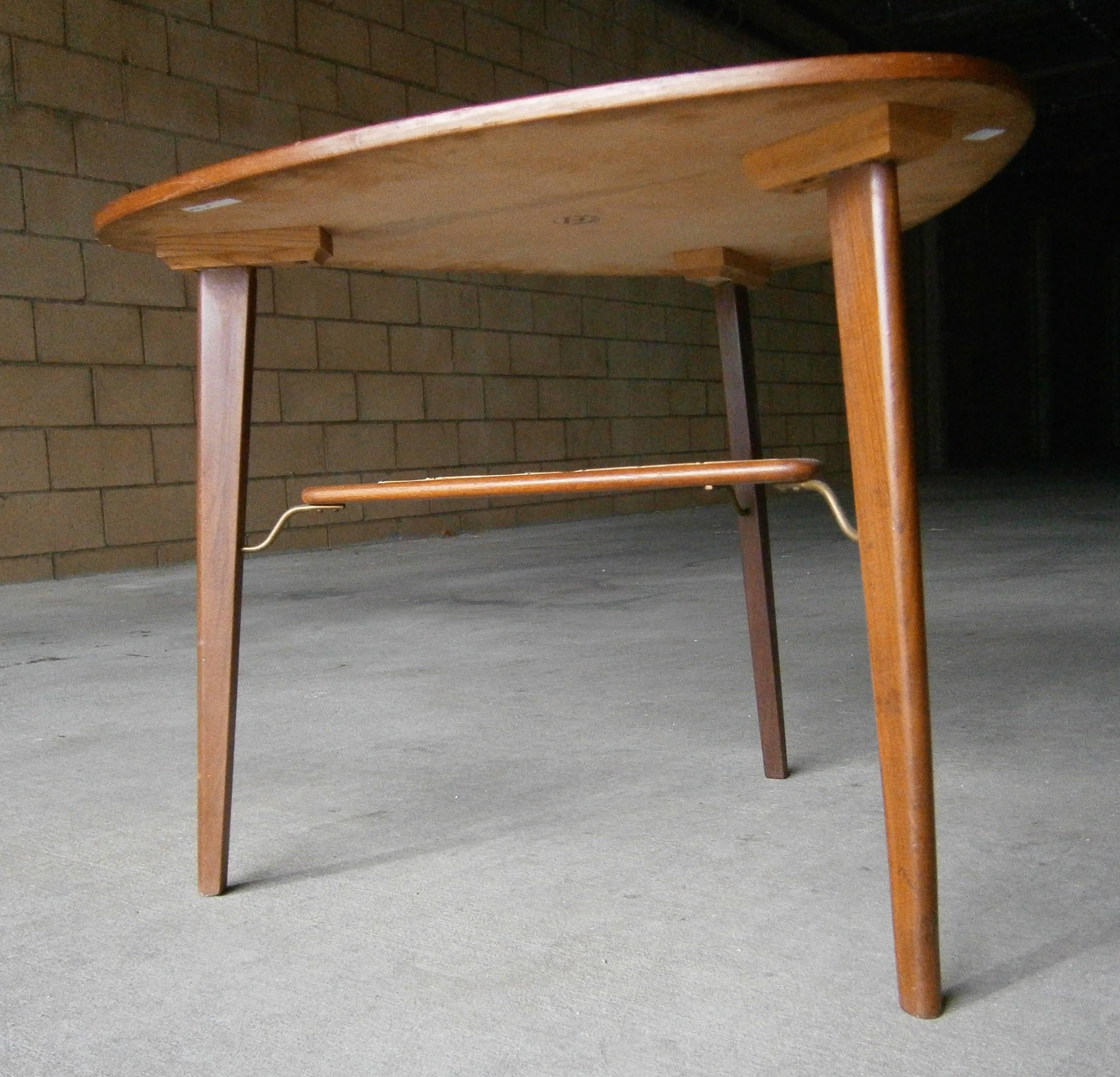 Danish Triangular Three Legged Teak Side Table with Lower Shelf C.1950 ...