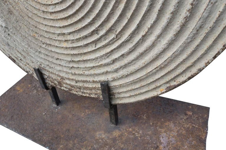 French Cast Iron Sculpture Concentric Circles Disc on Pedestal, circa ...