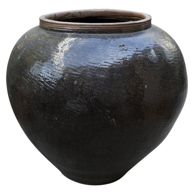 Pair of Monumental Stoneware Glazed Chinese Water Jars, circa 1920 at ...