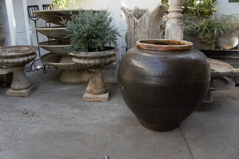 Pair of Monumental Stoneware Glazed Chinese Water Jars, circa 1920 at ...