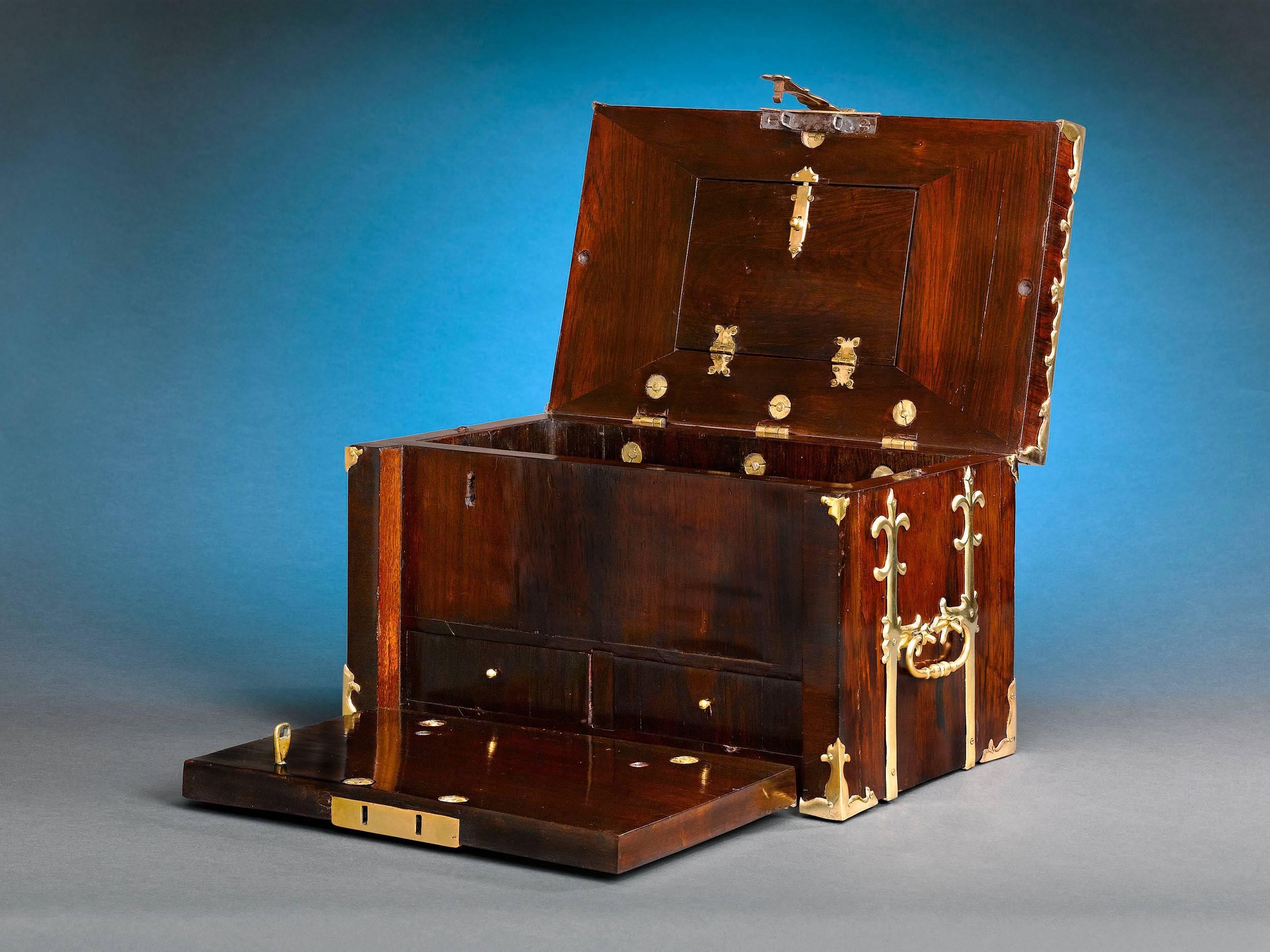 English Brass Bound Ship's Lock Box at 1stDibs