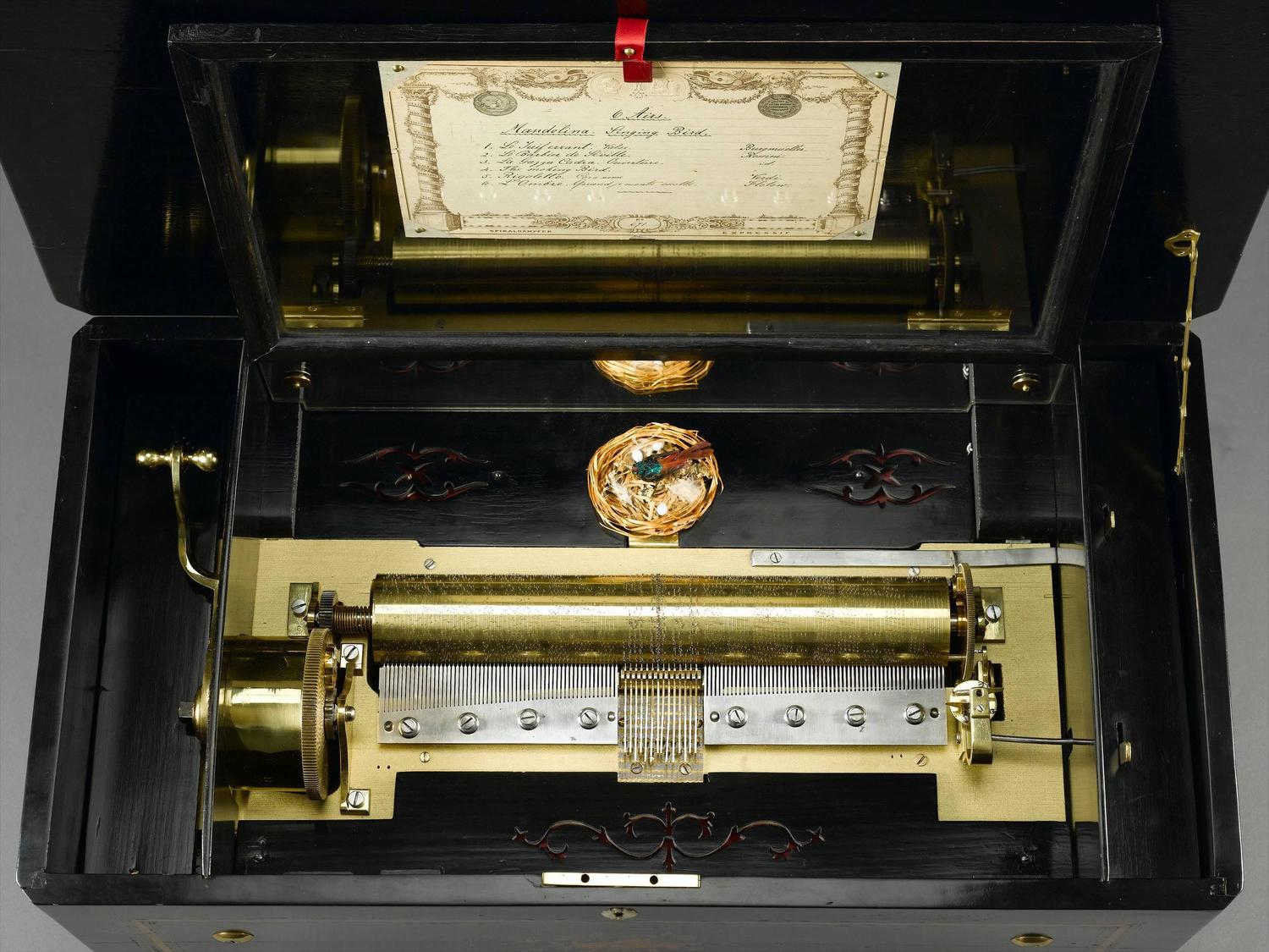 Mandolin Singing Bird Automaton Music Box For Sale at 1stdibs