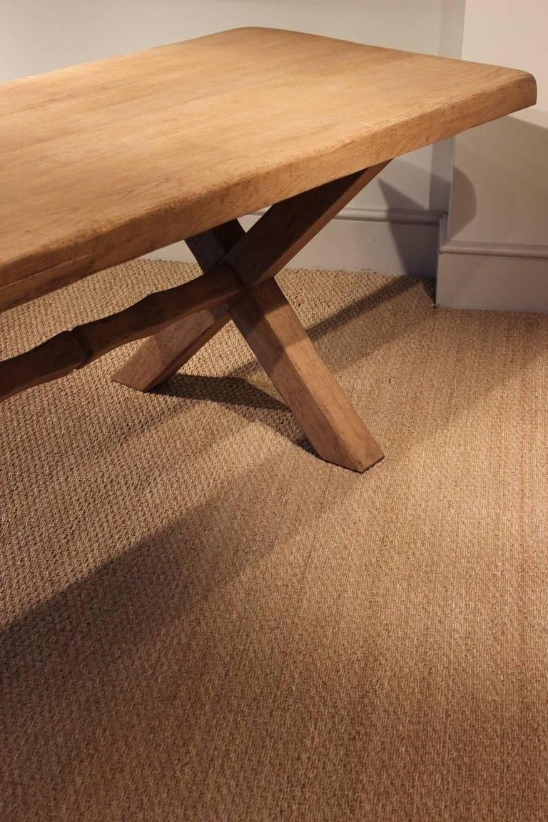 Large 1940s Bleached Oak X-Frame Dining Table at 1stDibs
