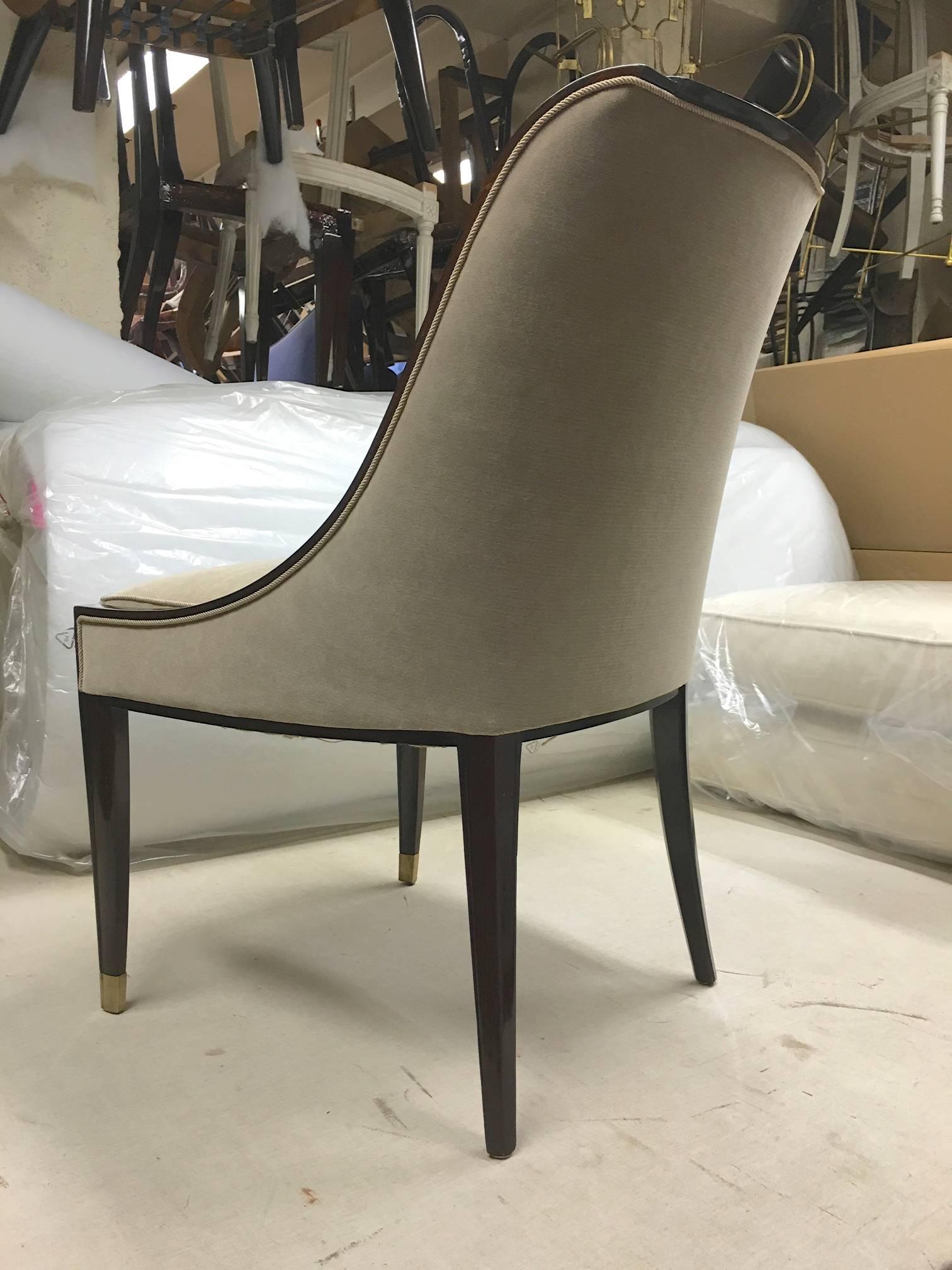 E.J. Ruhlmann Stamped Pair of Solid Macassar Chairs with Refined ...