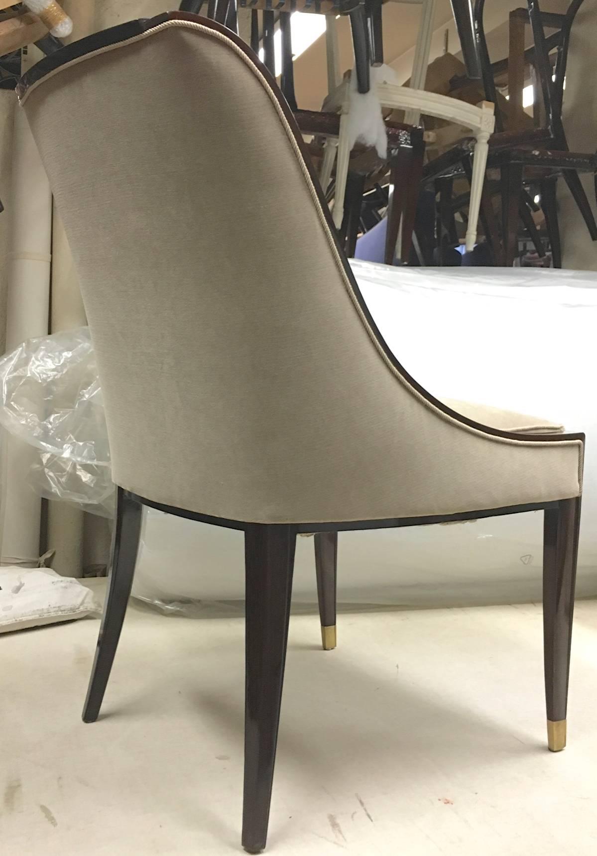 E.J. Ruhlmann Stamped Pair of Solid Macassar Chairs with Refined ...