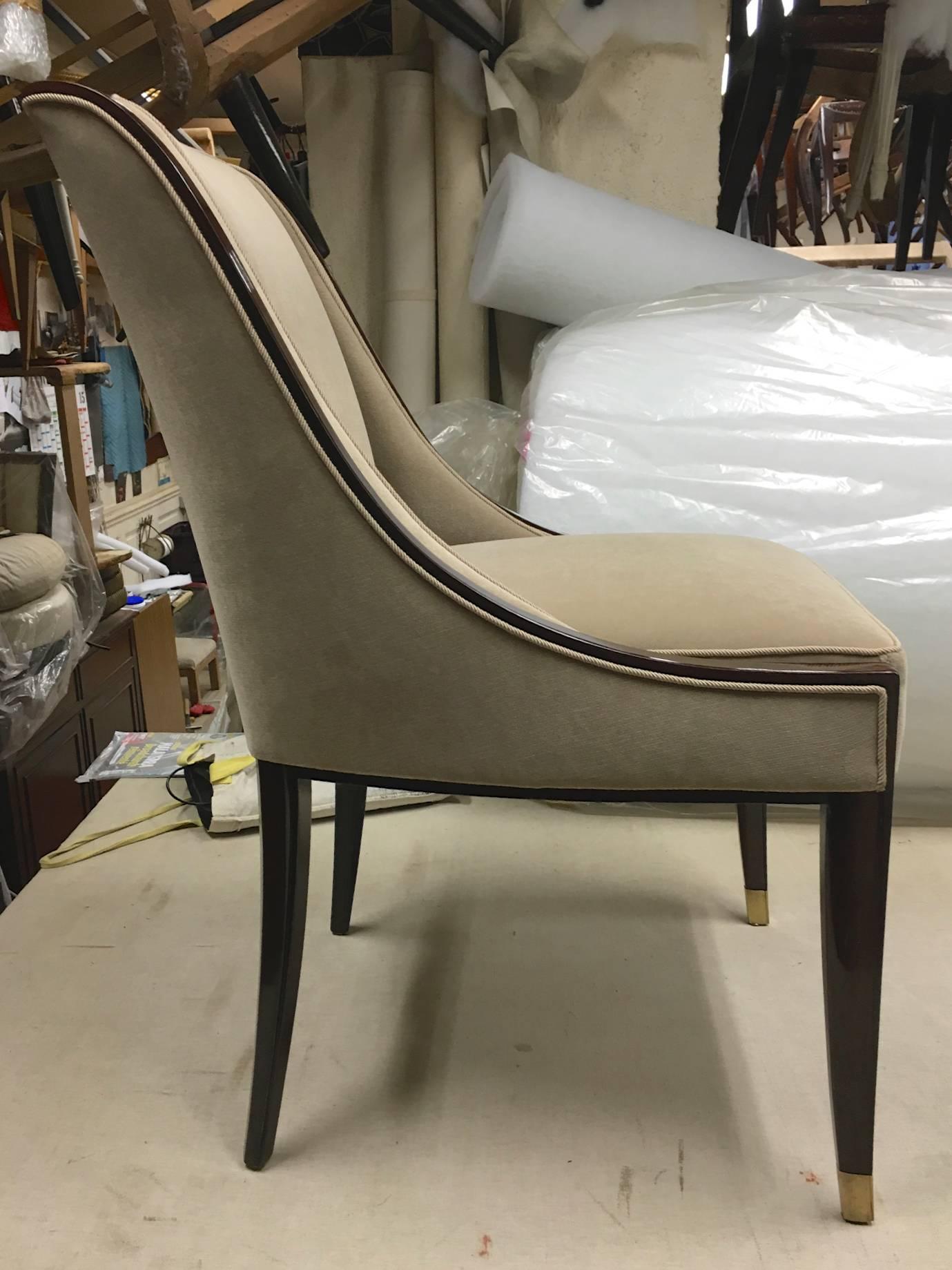 E.J. Ruhlmann Stamped Pair of Solid Macassar Chairs with Refined ...