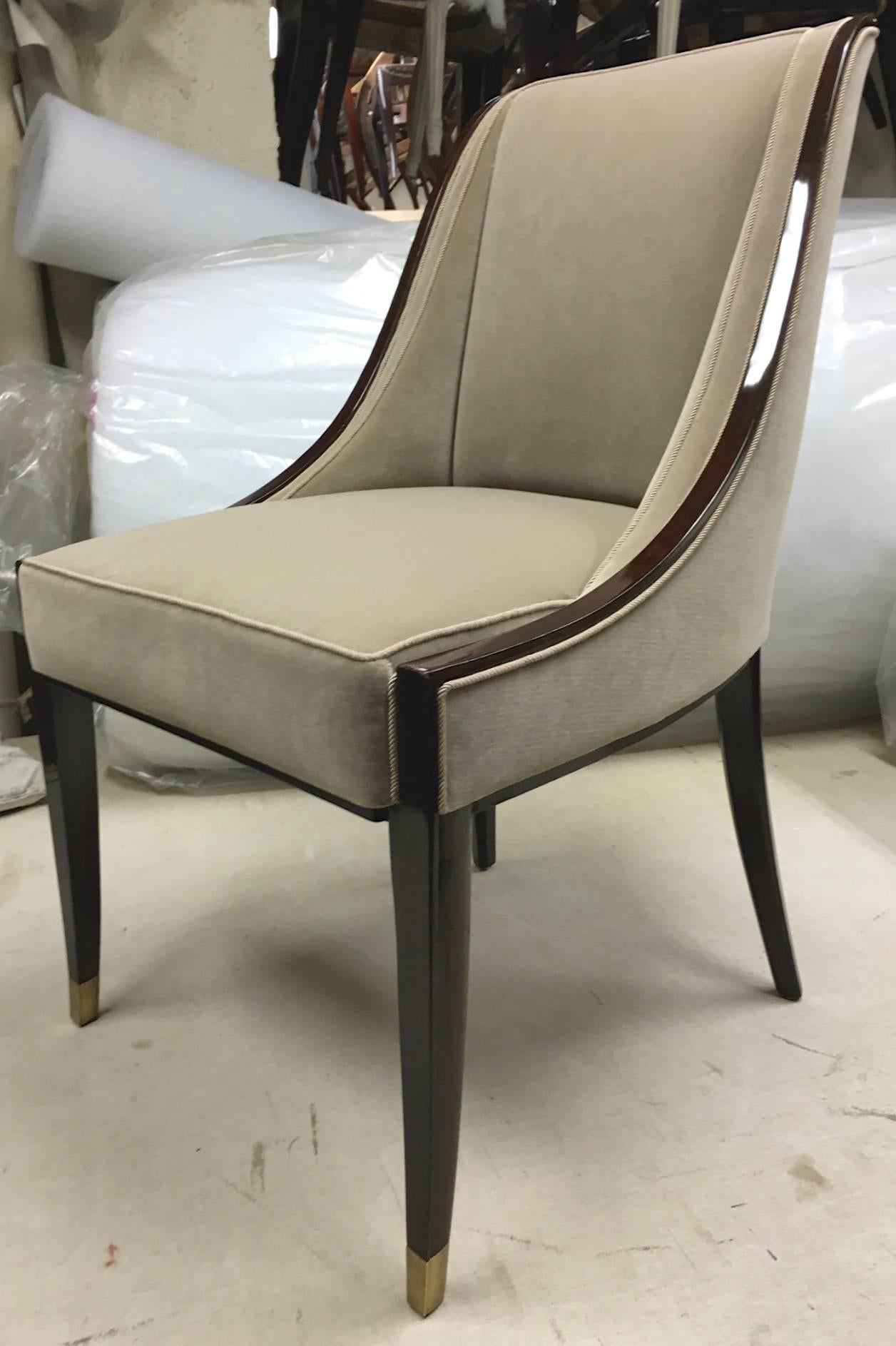 E.J. Ruhlmann Stamped Pair of Solid Macassar Chairs with Refined ...