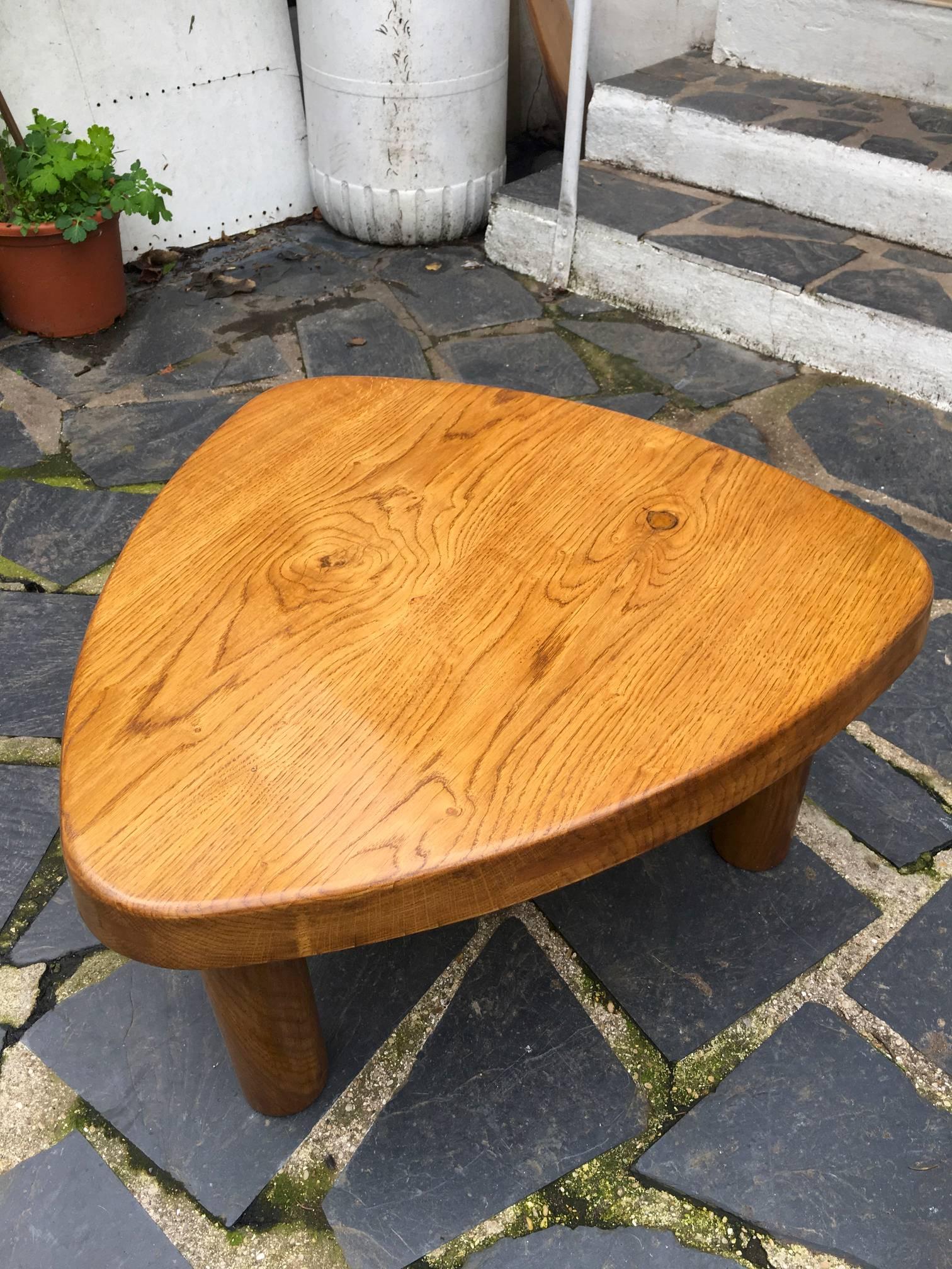 Charlotte Perriand Oak Tripod Triangle Coffee Table For Sale at 1stDibs