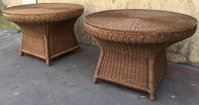 Superb Big Riviera Pair of Coffee Table in Perfect Vintage Rattan ...