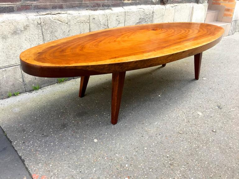 Organic Very Long Solid Wood Oval Coffee Table For Sale at 1stDibs ...