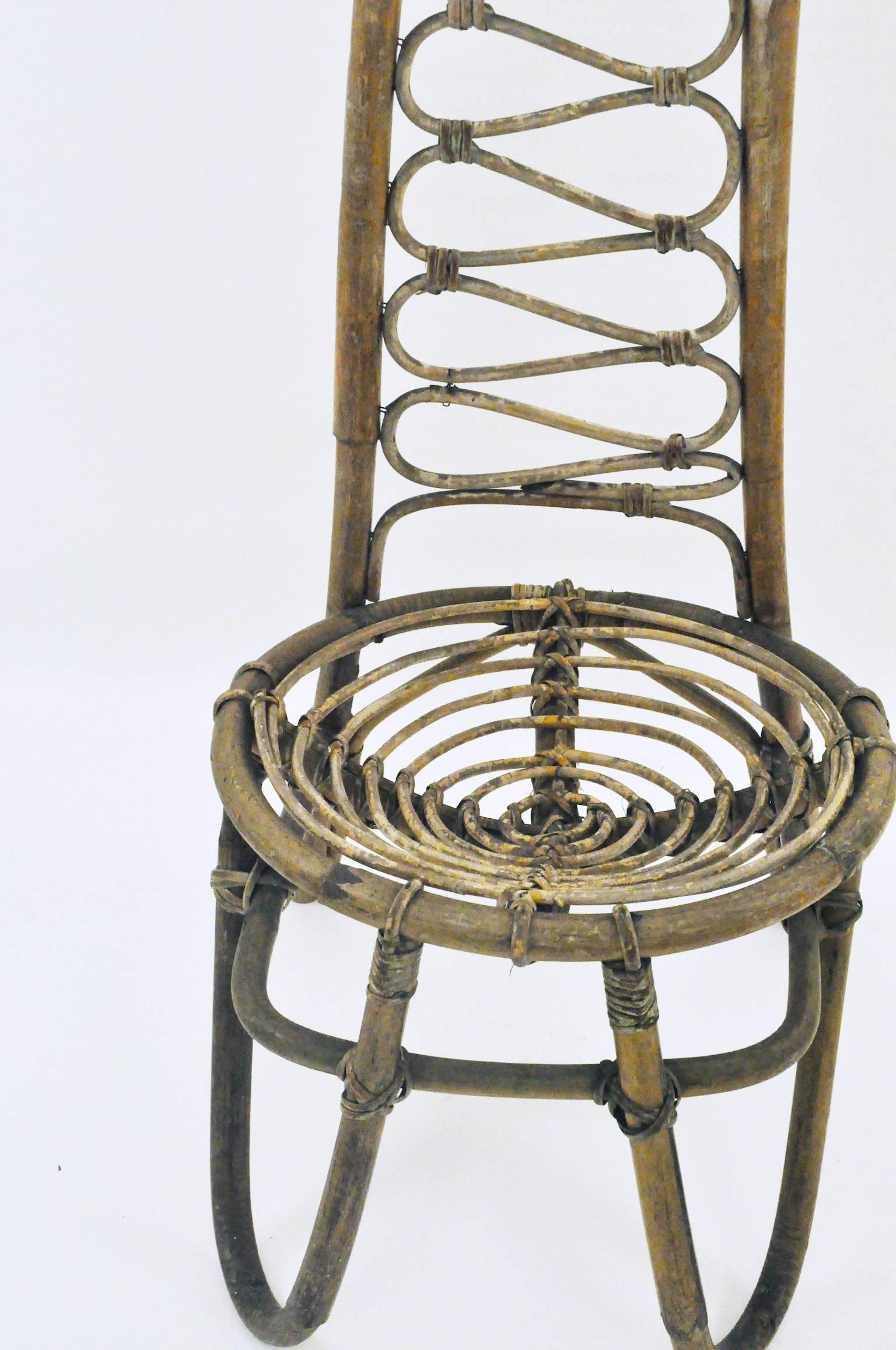 French Rattan Pair of Chairs at 1stDibs