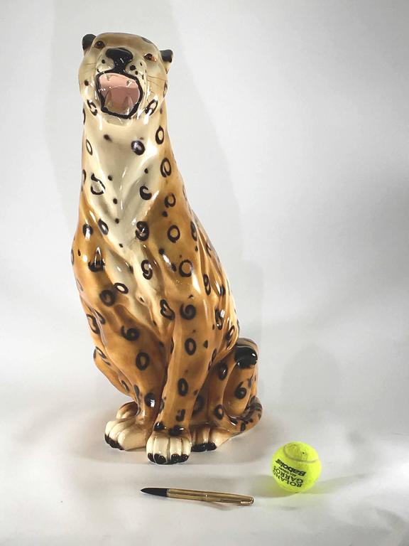 Big Italian Ceramic Leopard Sculpture at 1stDibs