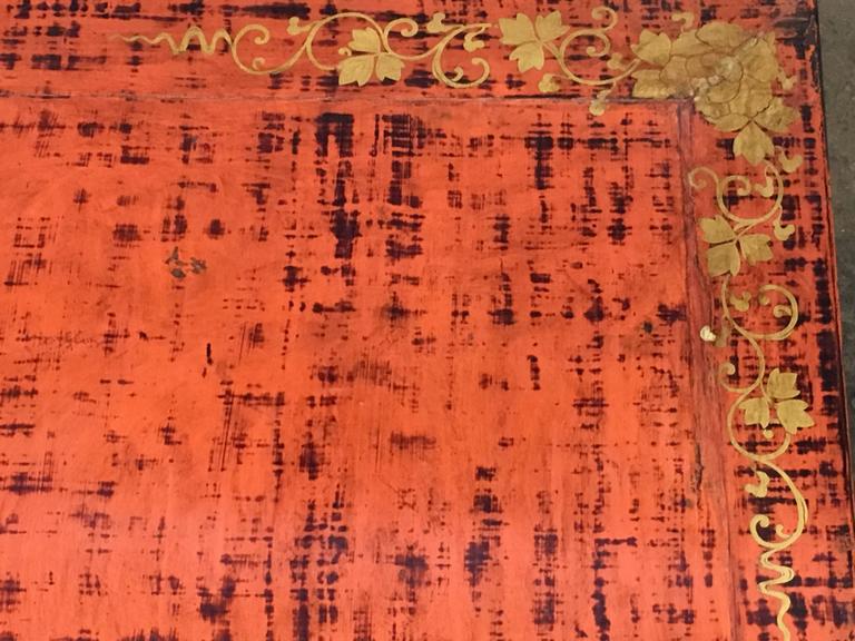 Japanese Negoro Lacquer Low Table with Shishi Design, Dated 1928 at 1stDibs