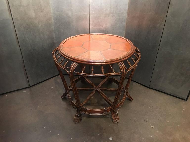 Chinese Bent Bamboo Round Table and Stools, Mid-19th Century For Sale ...