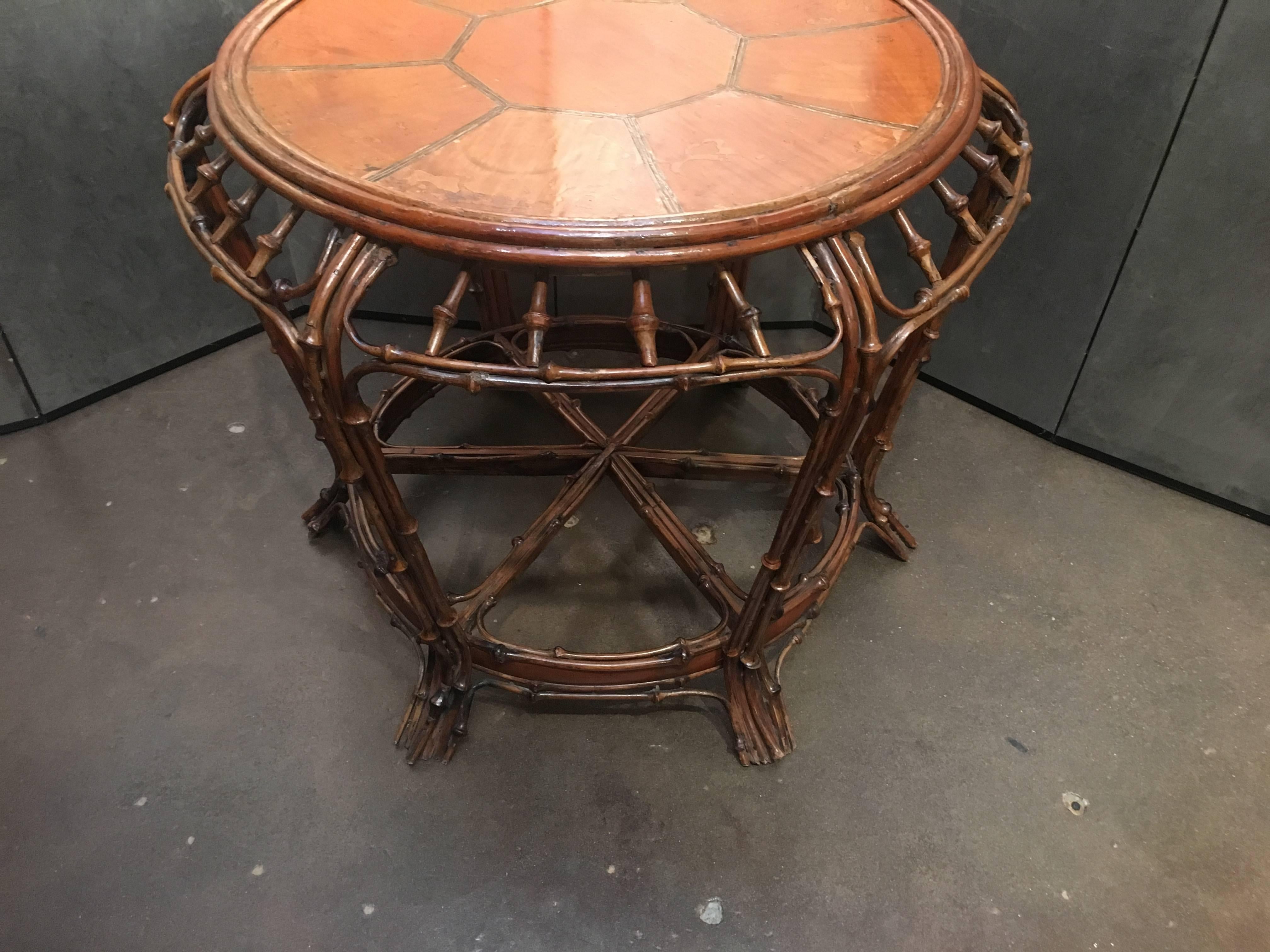Chinese Bent Bamboo Round Table and Stools, Mid-19th Century at 1stDibs ...
