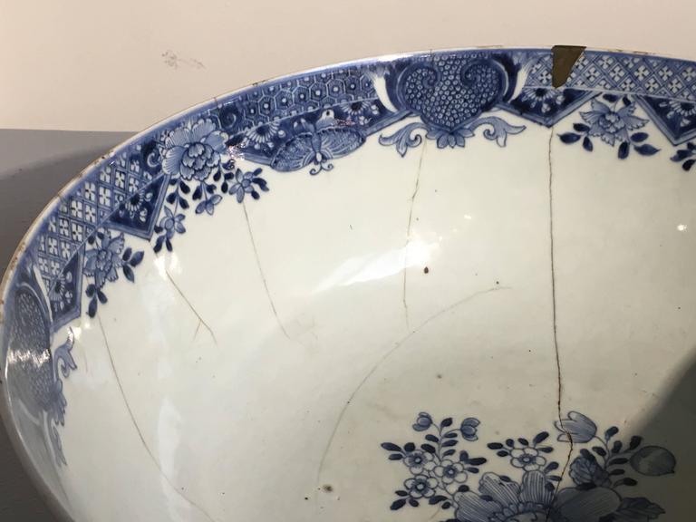 Large Chinese Export Punchbowl with Staple Repairs, 18th Century For ...