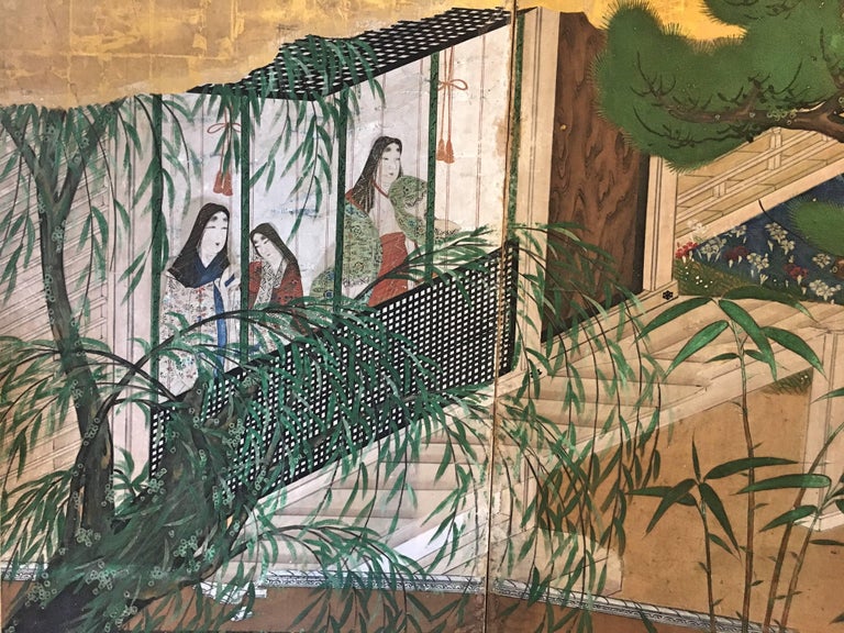 Japanese Momoyama Period Kano School Figural Six-Panel Screen, circa ...