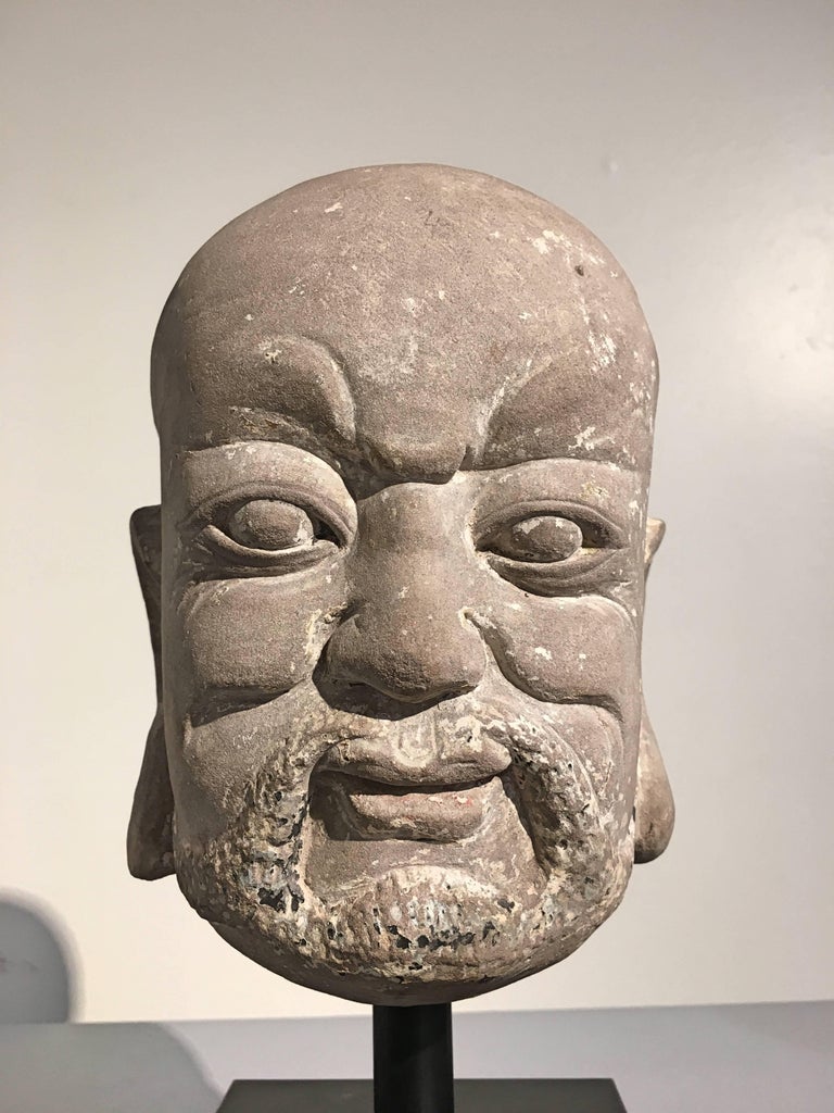 Chinese Carved Limestone Luohan Head, Yuan Dynasty, 1271 - 1368 at 1stDibs
