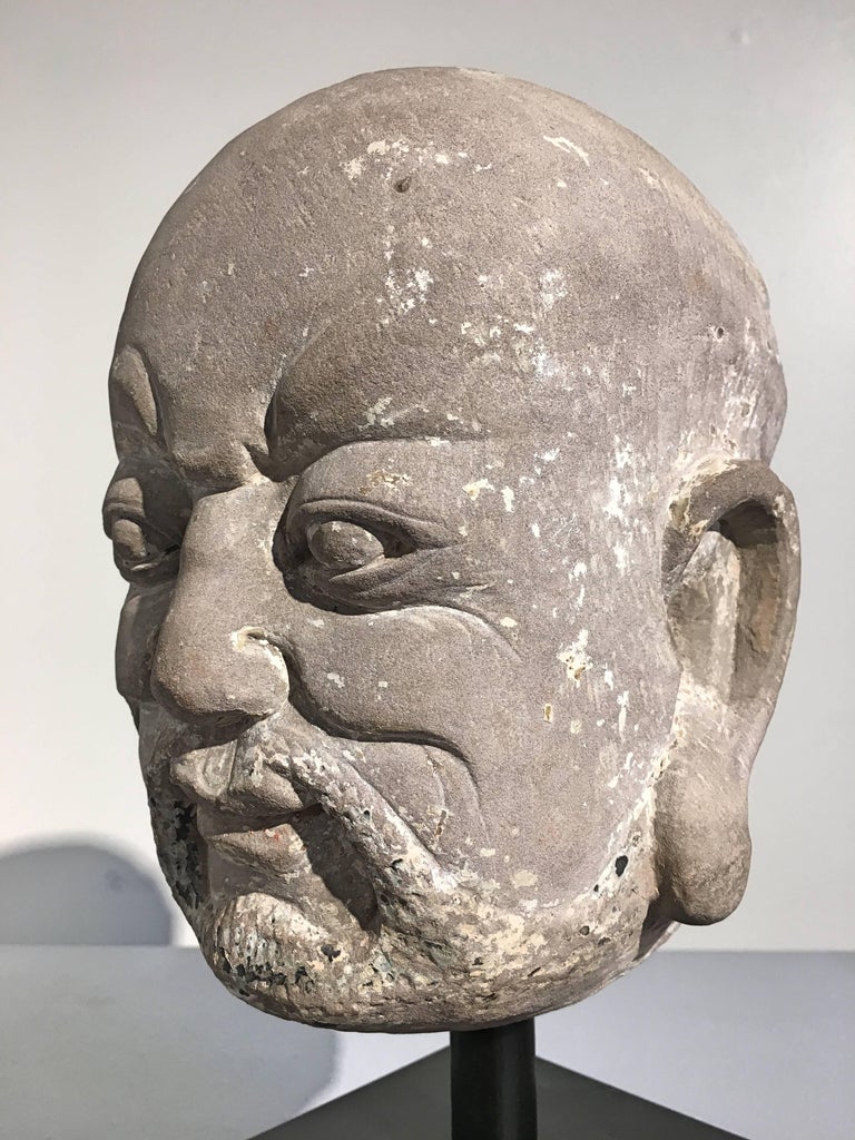 Chinese Carved Limestone Luohan Head, Yuan Dynasty, 1271 - 1368 at 1stDibs