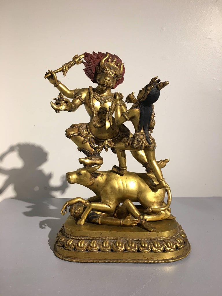 Large 20th Century Nepalese Gilt Bronze Figure of Yama and Yami For ...