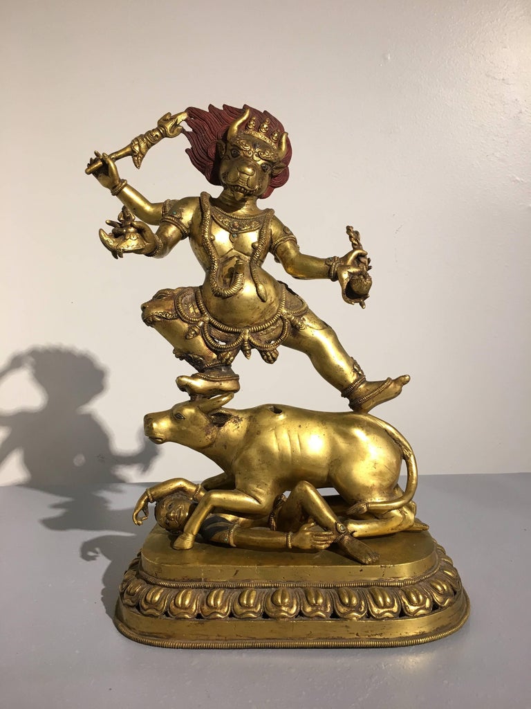 Large 20th Century Nepalese Gilt Bronze Figure of Yama and Yami For ...