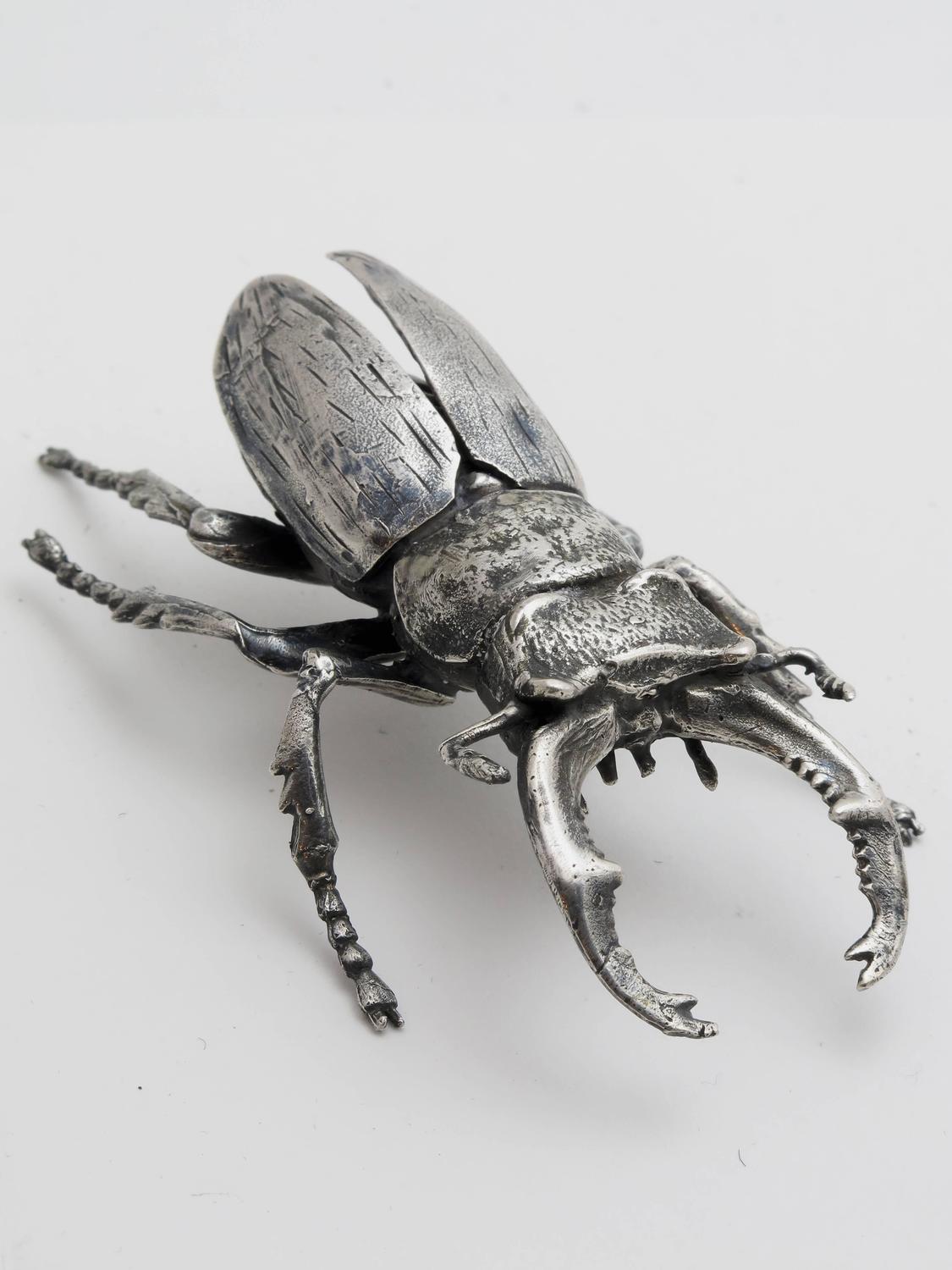 Collection of Silver Bugs Beetle, Mantis and Grass Hopper at 1stdibs