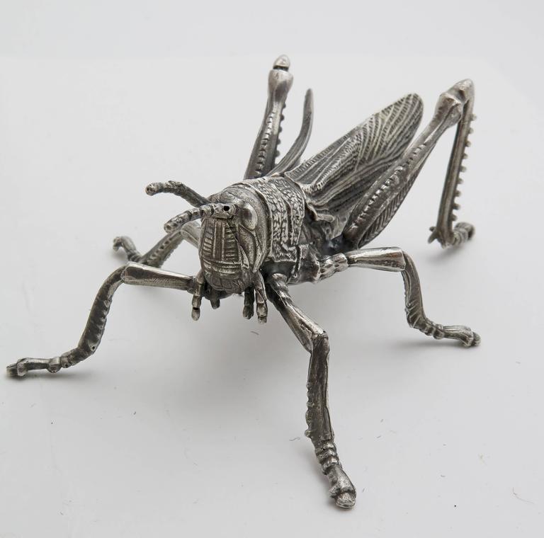 Collection of Silver Bugs Beetle, Mantis and Grass Hopper at 1stDibs