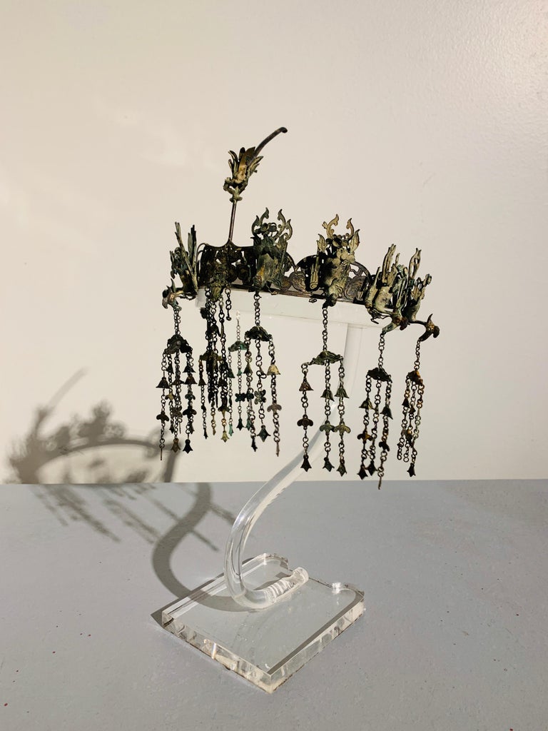 Chinese Ming Dynasty Silver Nine Phoenix Coronet Crown, 16th/17th ...