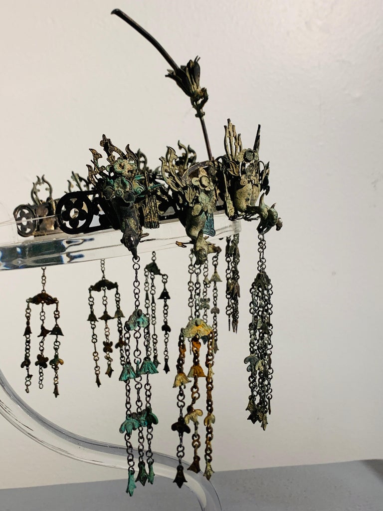 Chinese Ming Dynasty Silver Nine Phoenix Coronet Crown, 16th/17th ...