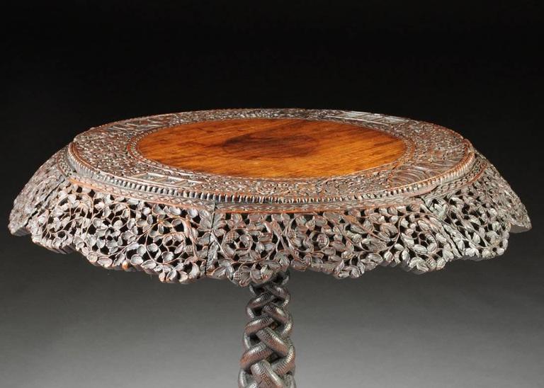 Finely Carved British Colonial 19th Century Round Tiltable Table For ...