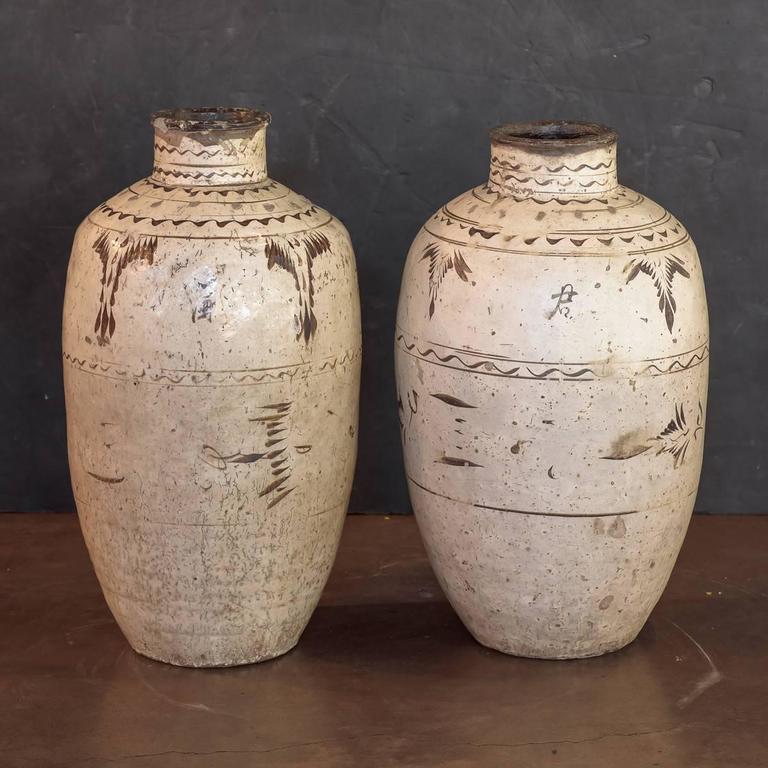 Large 14th-15th Century, Chinese, Cizhou Jars at 1stDibs