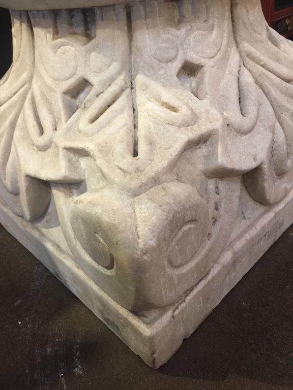 19th Century Italian Carved Marble Column Capital For Sale at 1stDibs