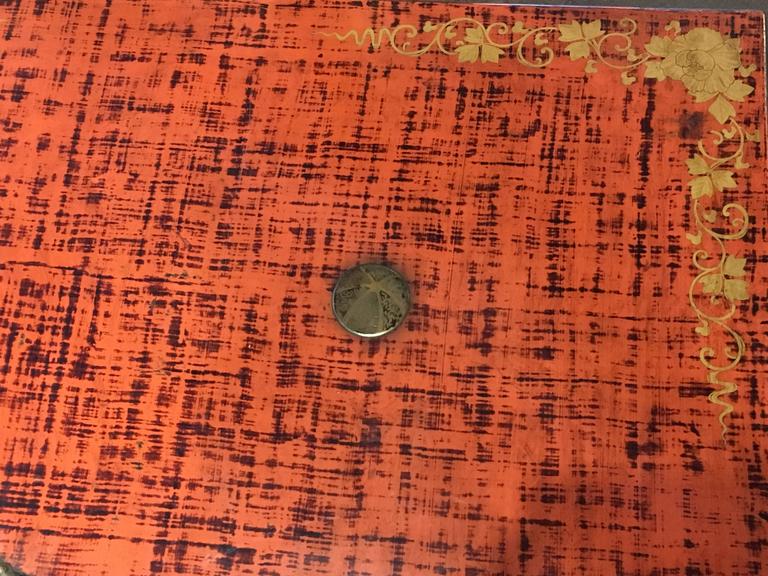 Japanese Negoro Lacquer Low Table with Shishi Design, Dated 1928 at 1stDibs