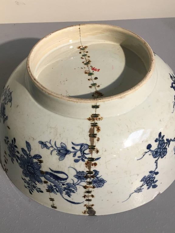 Large Chinese Export Punchbowl with Staple Repairs, 18th Century For ...