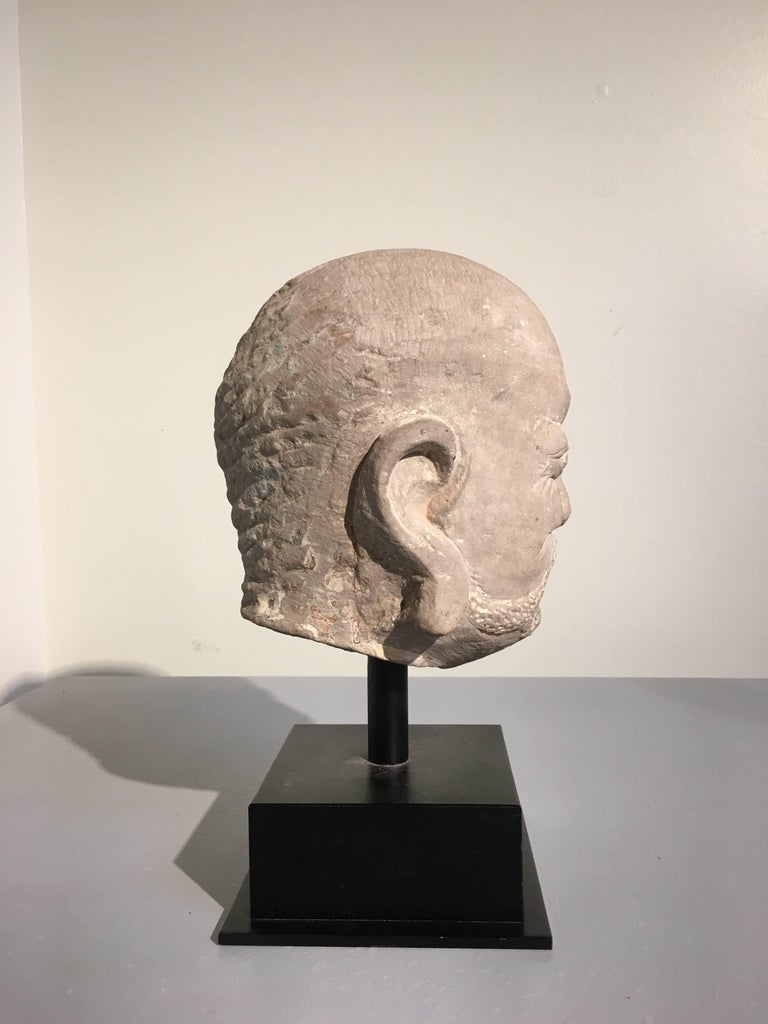 Chinese Carved Limestone Luohan Head, Yuan Dynasty, 1271 - 1368 at 1stDibs