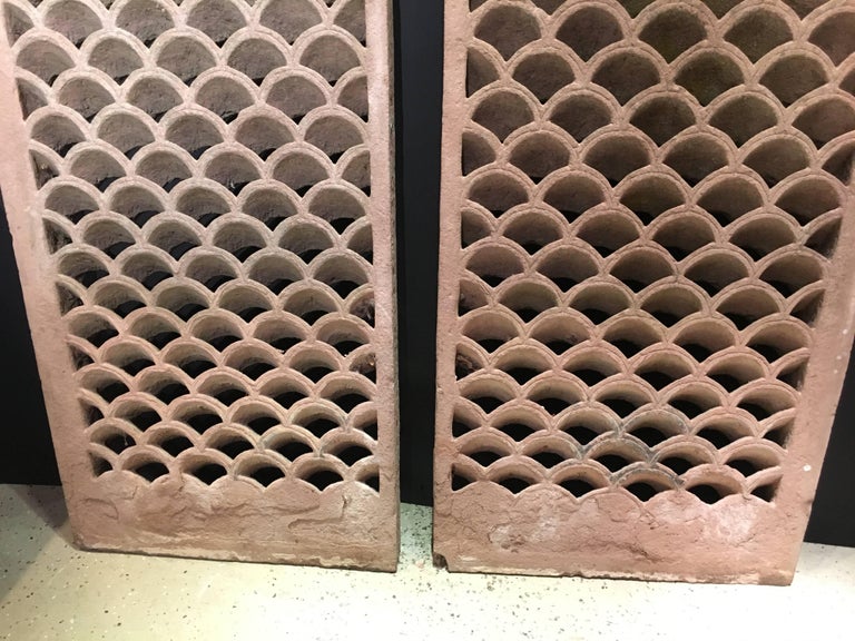 Pair of Antique Indian Carved Sandstone Jali Window Screens, Madhya ...